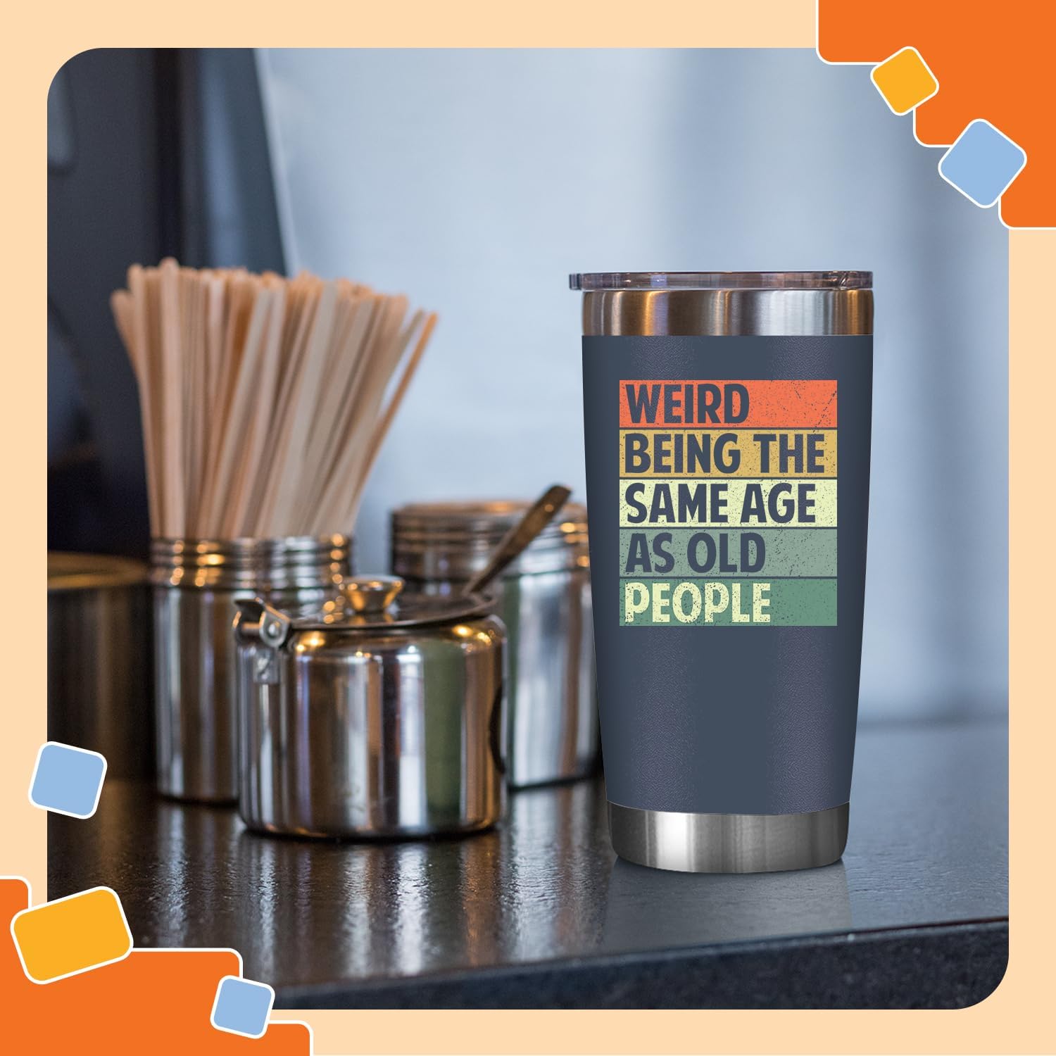 Tumbler 20 Oz Navy - Vintage 1986 Weird Being Old People