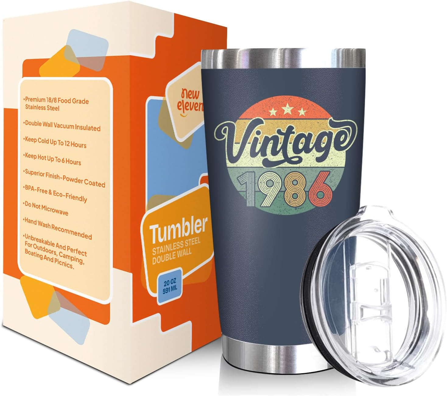 Tumbler 20 Oz Navy - Vintage 1986 Weird Being Old People